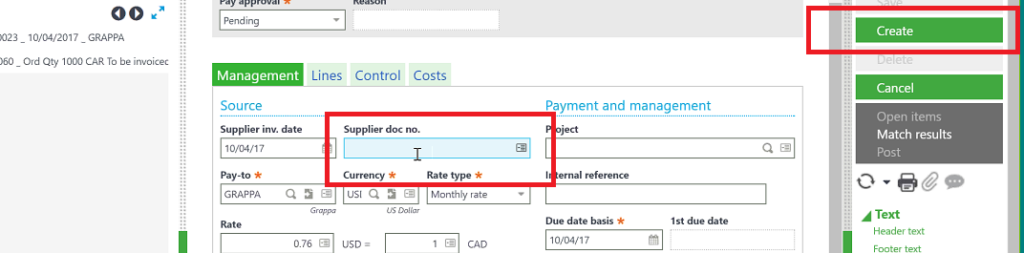 Creating Product Invoice and Purchase Receipt in Sage X3