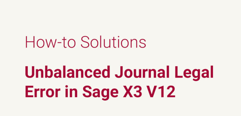 Unbalanced Journal Legal Error in Sage X3 V12 - Panni Management
