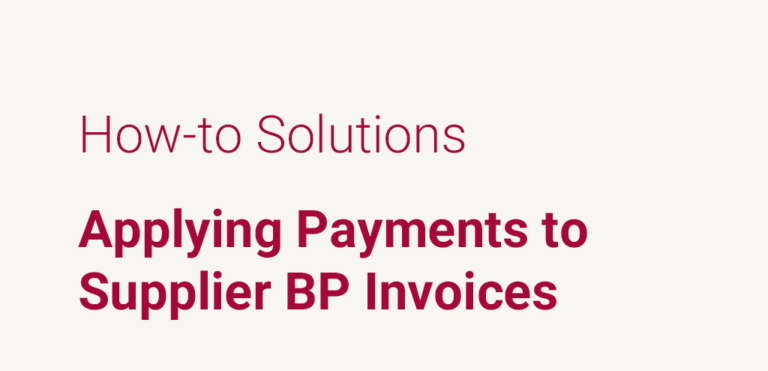 Applying Payments to Supplier BP Invoices - Panni Management