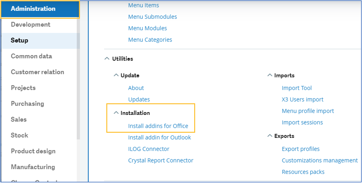 How to install Add-in for MS-Office in Sage X3 V12